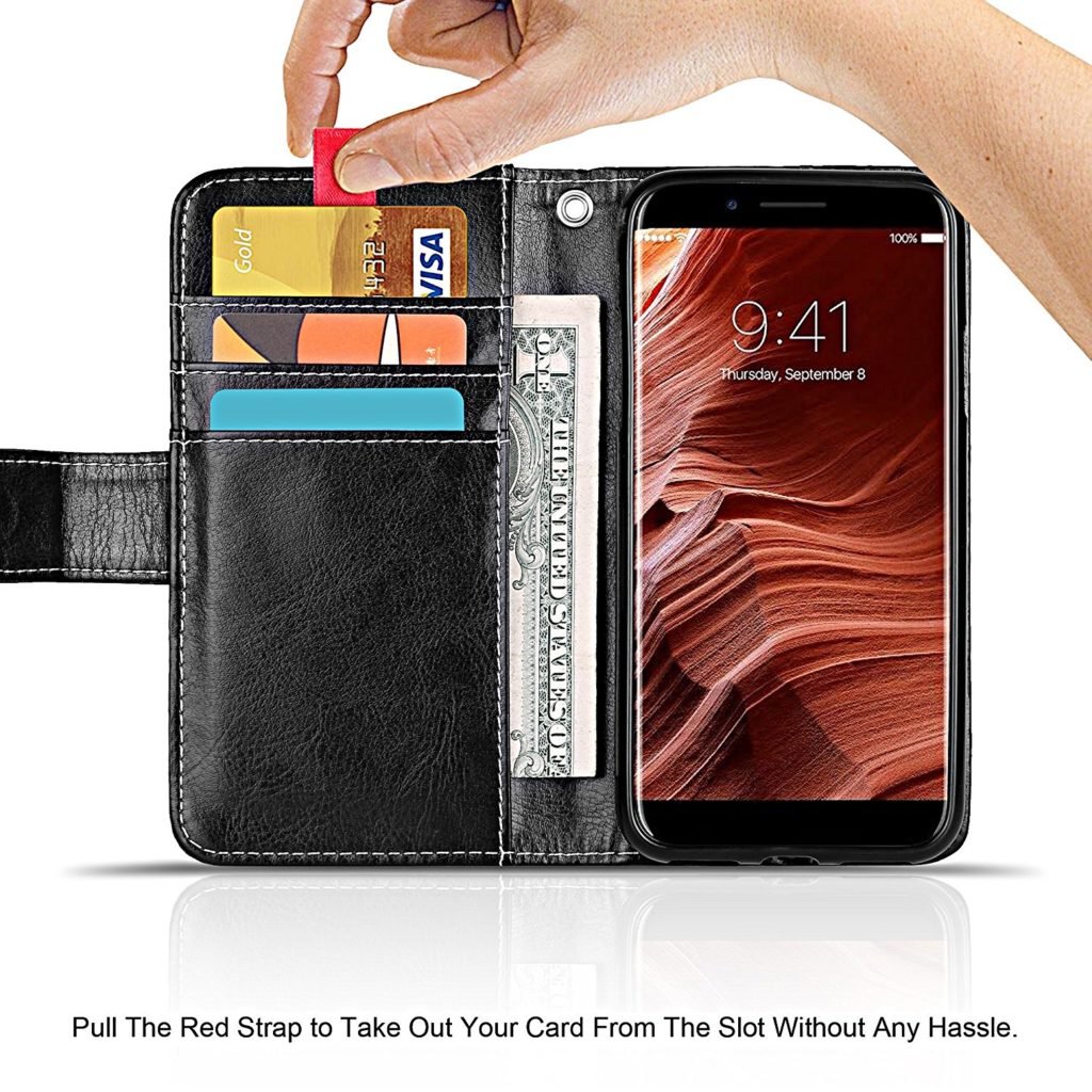 iPhone X Flip Wallet Case with Pull Tab iPhone X